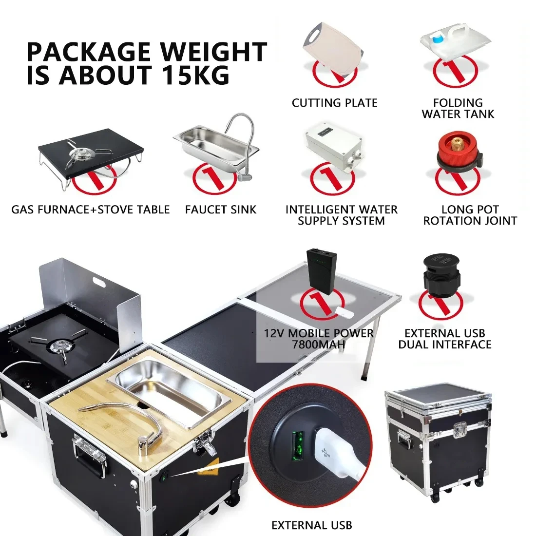 Outdoor Camping Portable Mobile Kitchenette Camping Cooking Folding ...