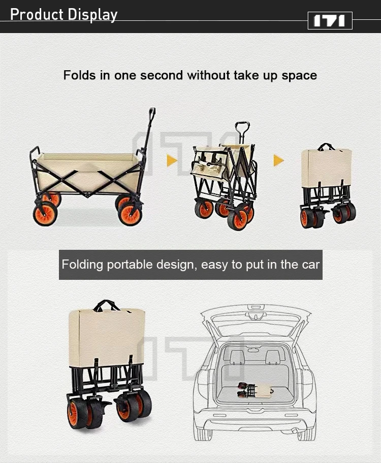 Multi-function Push Cart Folding Table Cart Folding Camping Cart For ...
