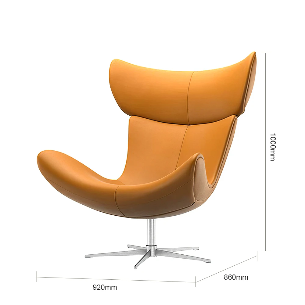 Luxury Modern Leather Orange Shrimp Leisure Chair Swivel Relaxing ...