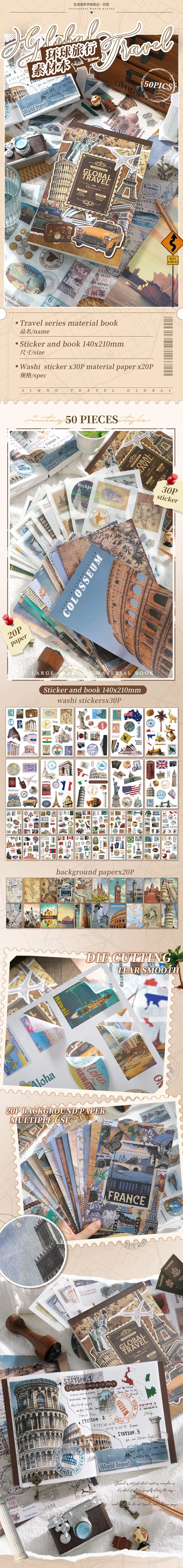 Simno Scrapbooking Stickers - Vintage DIY Decoratives