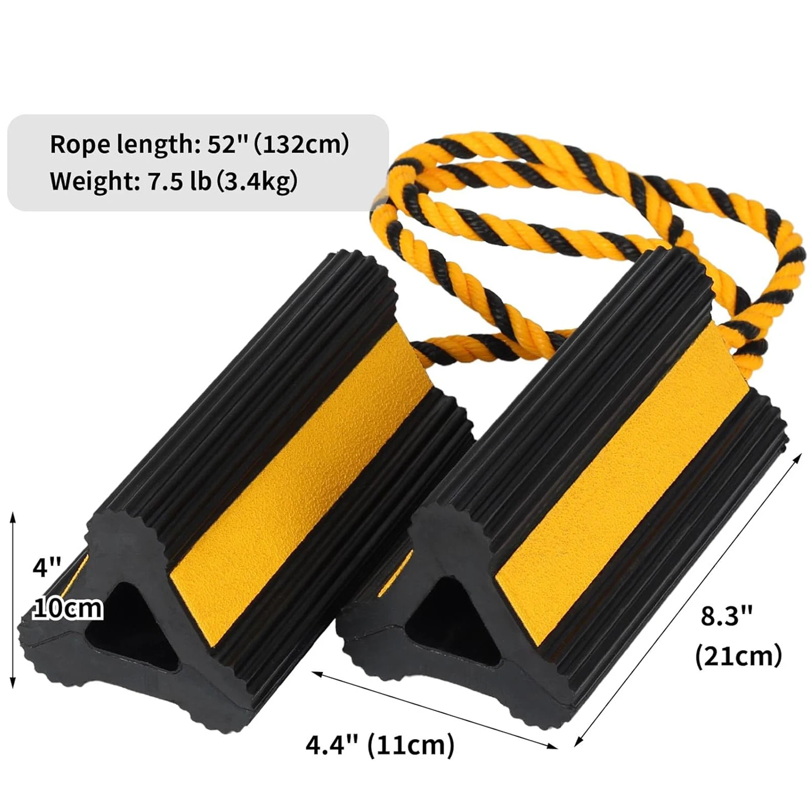 Heavy Duty Rubber Dual Wheel Chocks With Rope - Buy Rubber Wheel Chocks ...