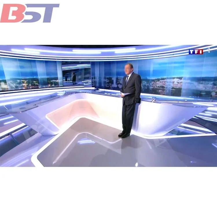 Customized White Big Broadcast Table for Radio TV Equipment