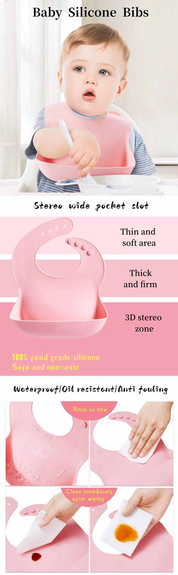 Bpa Free Custom Food Silicone Baby Waterproof Reusable Animals Feeding ...