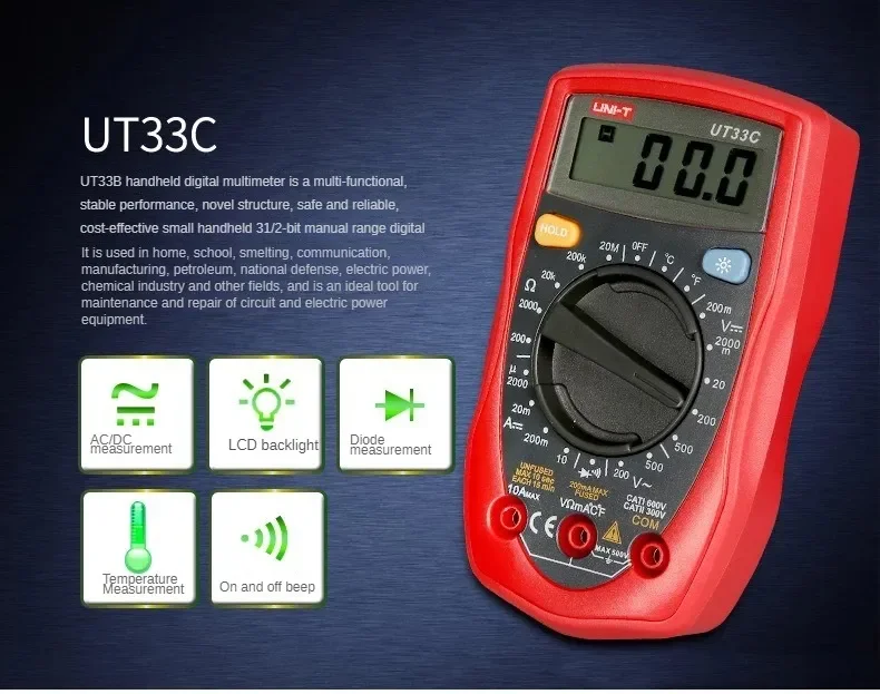 UNI-T UT33D+ Digital Multimeter High Precision Universal Meter Double ...
