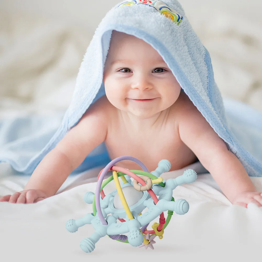 Toddlers Sensory Chew Rattle Teether Toys Silicone Sensory Pacifiers ...