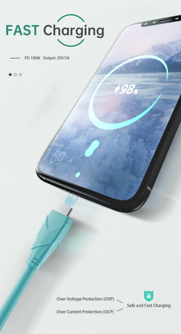 Custom Product New 2024 Type-C Cable 2 Meters Long 5A Fast Charging ...