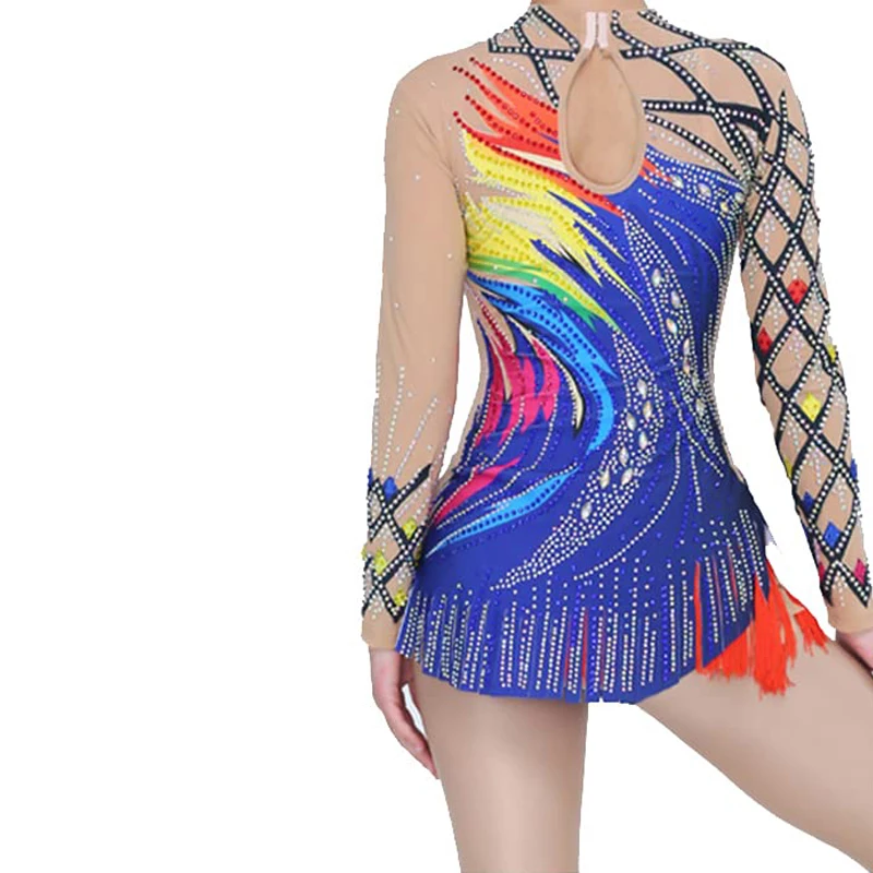 Color Diamond Backless Rhythmic Gymnastics Leotards Women's ...