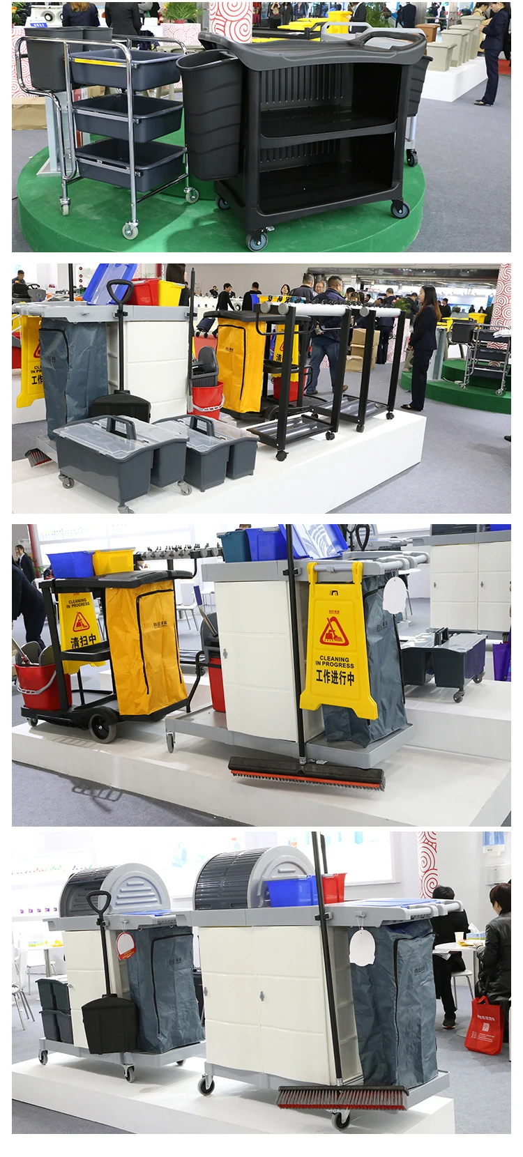 Upgraded Multifunction Restaurant Hotel Cleaning Trolley Janitor Cart ...