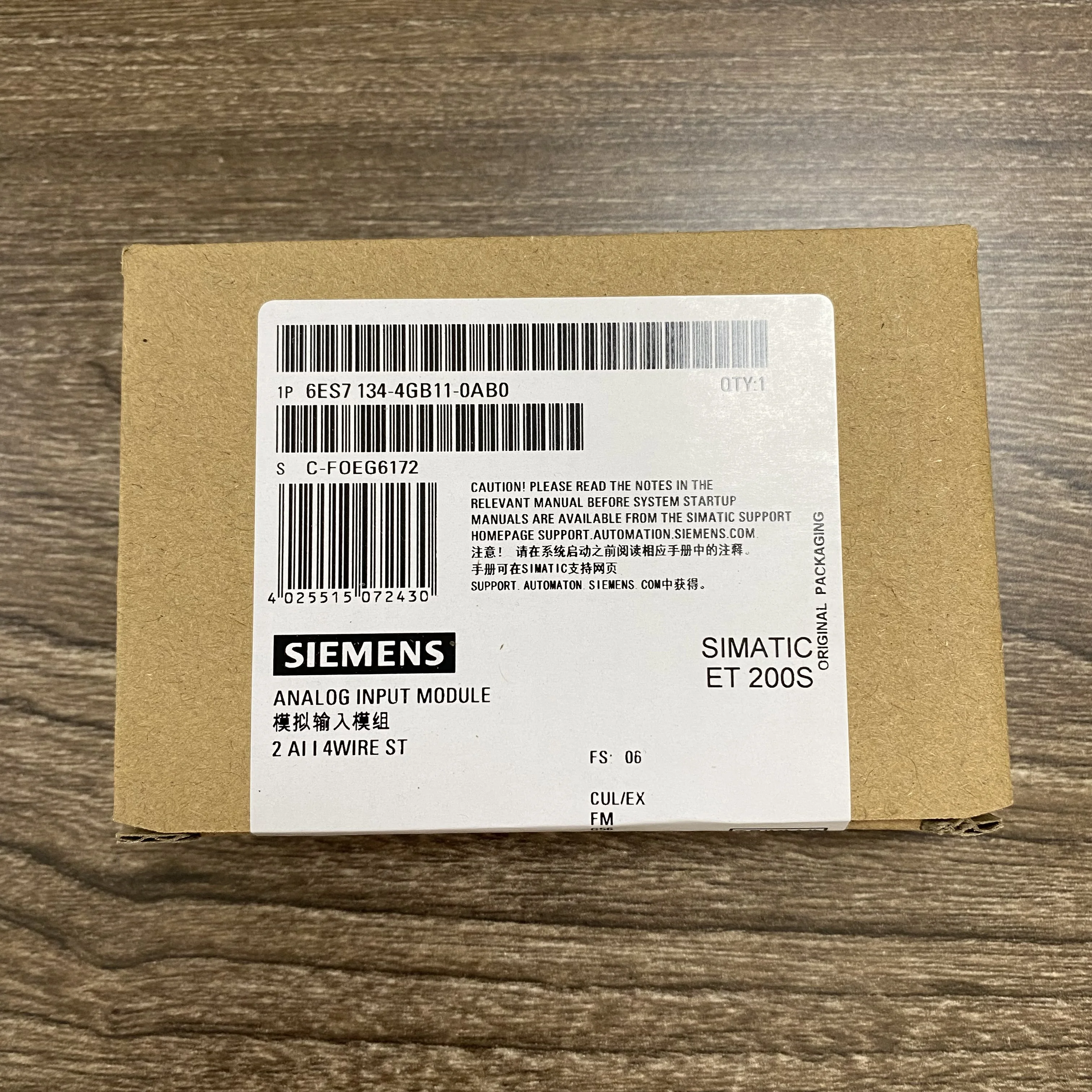 Siemen Original Plc Simatic Et 200s Alalog Input Module 6es7134-4gb11 ...