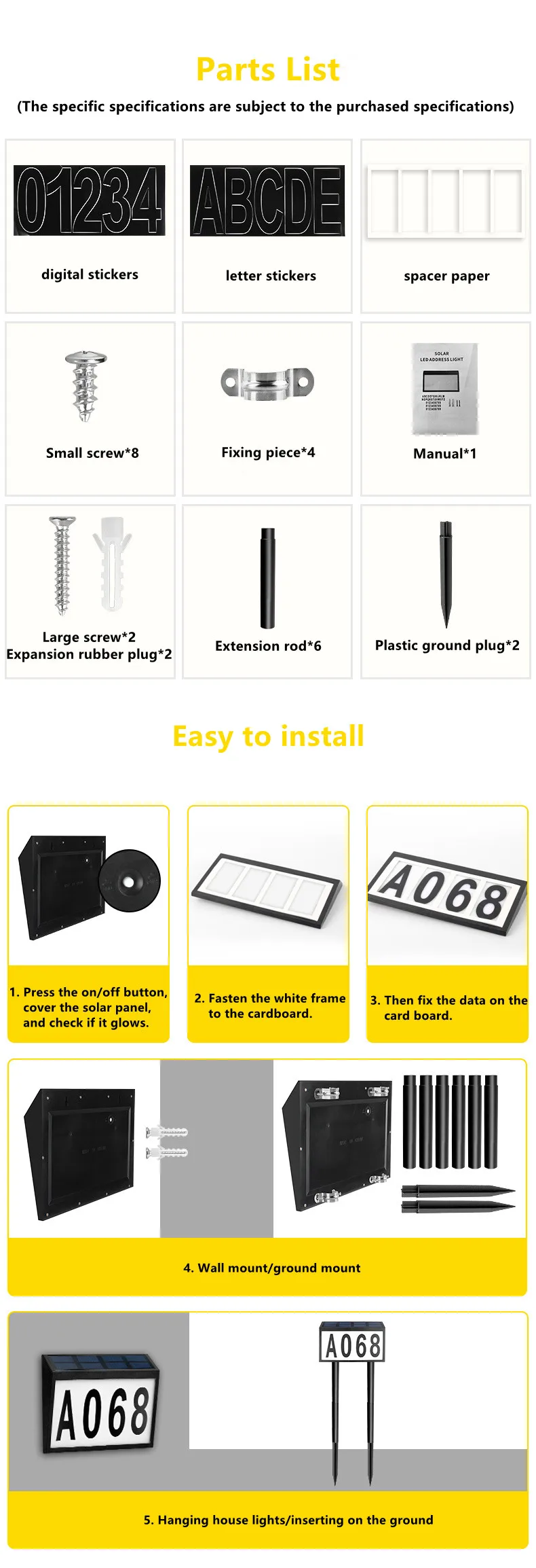 Digital Led Illuminated Plaques Outdoor Lighted Outside Solar Address ...