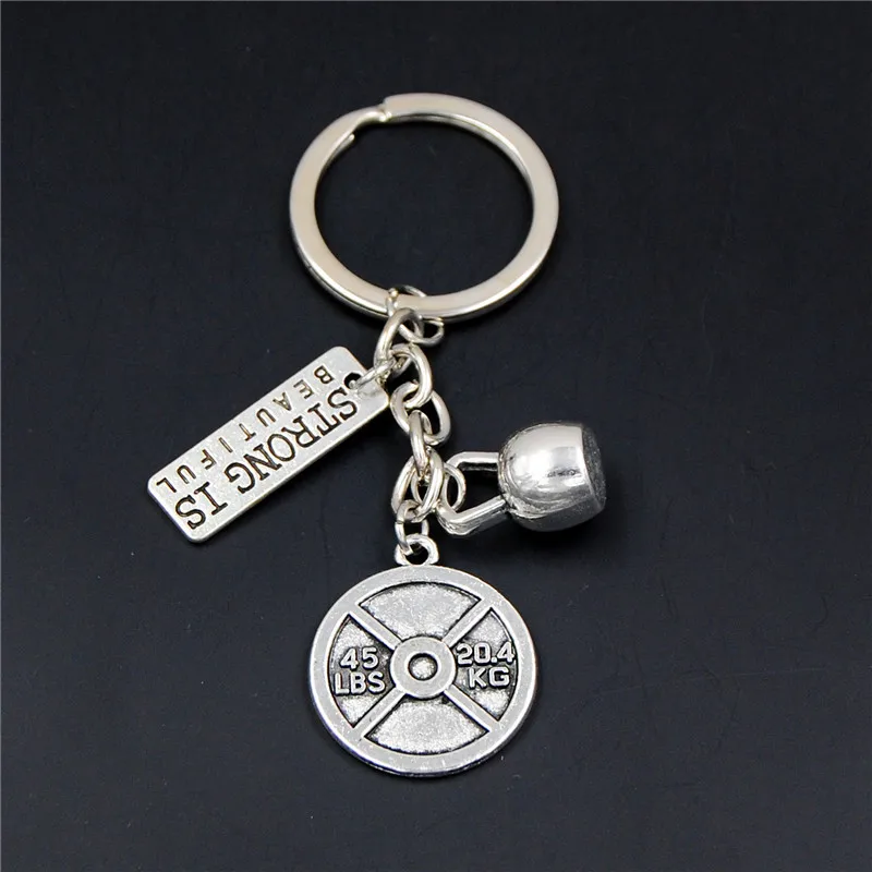 Strength Sports Barbell Dumbbell Charm Weight Fitness Keychain Gym ...