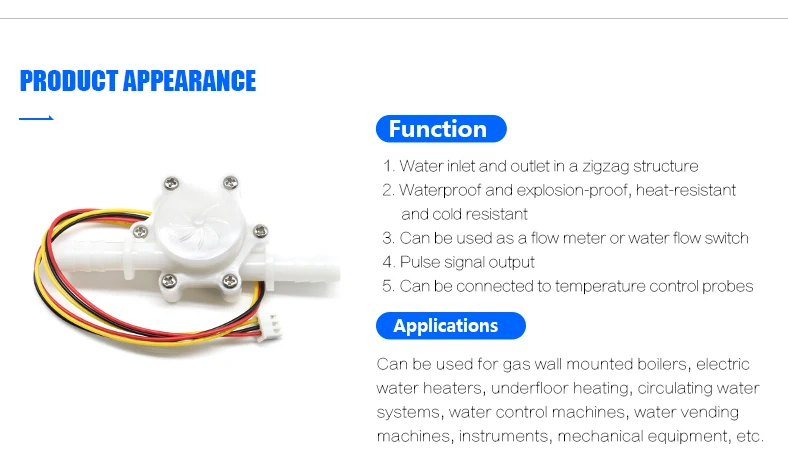 Pom Food Grade Water Flow Sensor Hall Water Flowmeter Sensor Switch ...