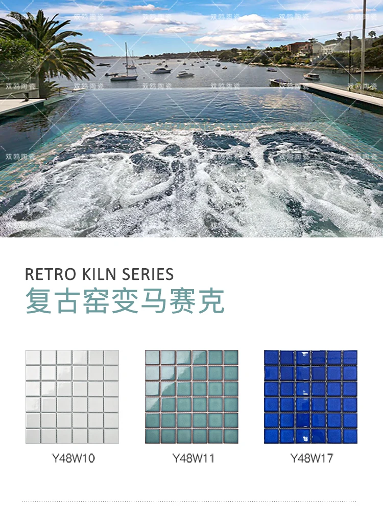 Turquoise 48X48mm Porcelain Swimming Pool Tiles - Modern Green Mosaic ...