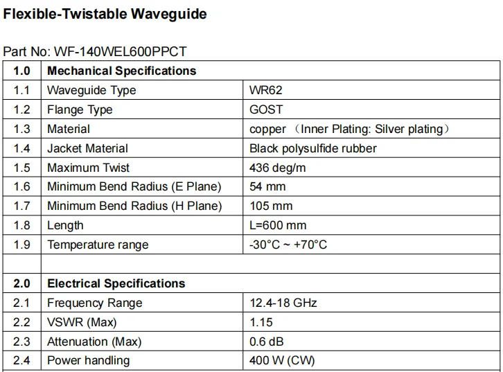 Wr62 600mm Flexible Waveguide Microwave Waveguide Flexible Gost Flange ...