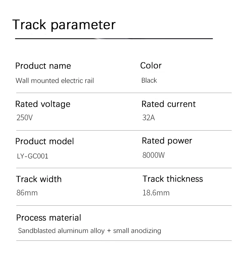Aluminum Wall Track Socket - Movable Modular Power Rail