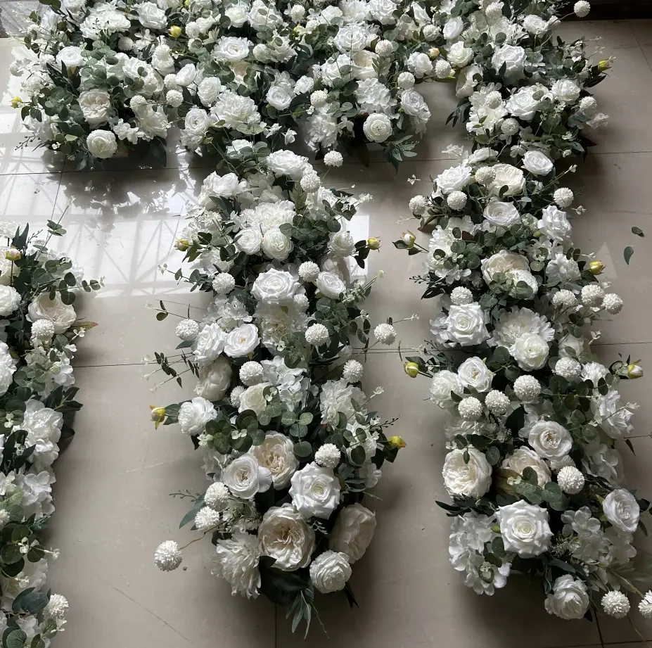 White Customized Artificial Runner Flowers Wedding Table Centerpieces ...