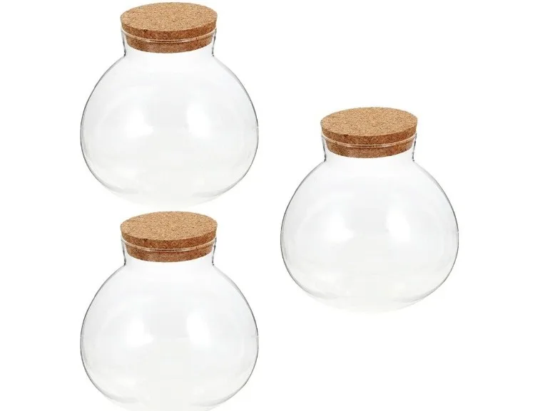 Globe Shaped Glass Jar Terrarium with LED Light & Cork Lid