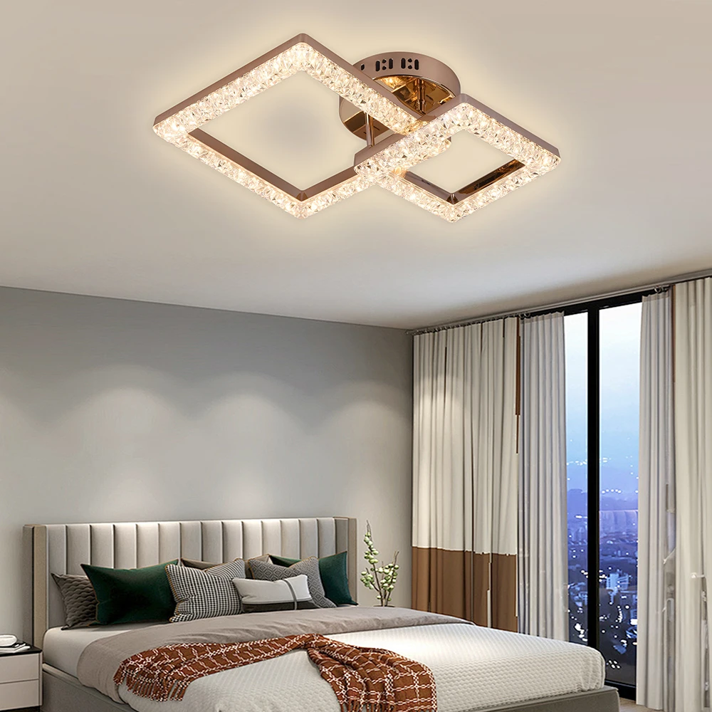 Modern Double rhomboid ceiling light Remote Control Dimmable Living ...