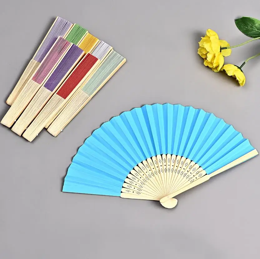 Personalized DIY Blank Folding Paper Fan Portable Custom Bamboo Hand ...