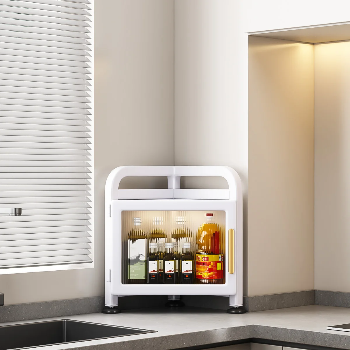 Corner Storage Cabinet 3 Tier Triangle Cabinets Furniture - Floor ...