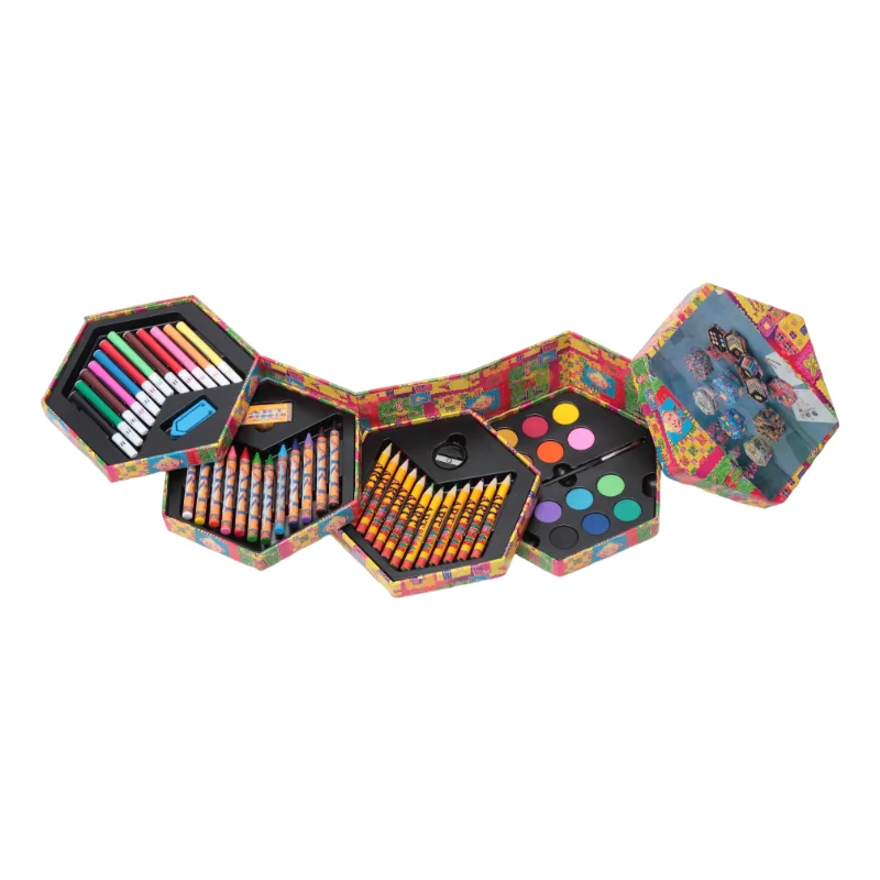 56pcs 4-layer Hexagonal Color Box Art Set 12 Mini Markerscolored ...