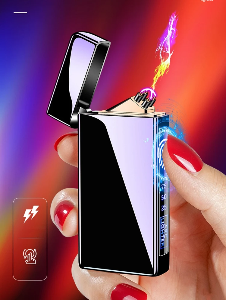 KY 2024 Metal Lighters Led Batter Display Plasma Double Arc Smart ...