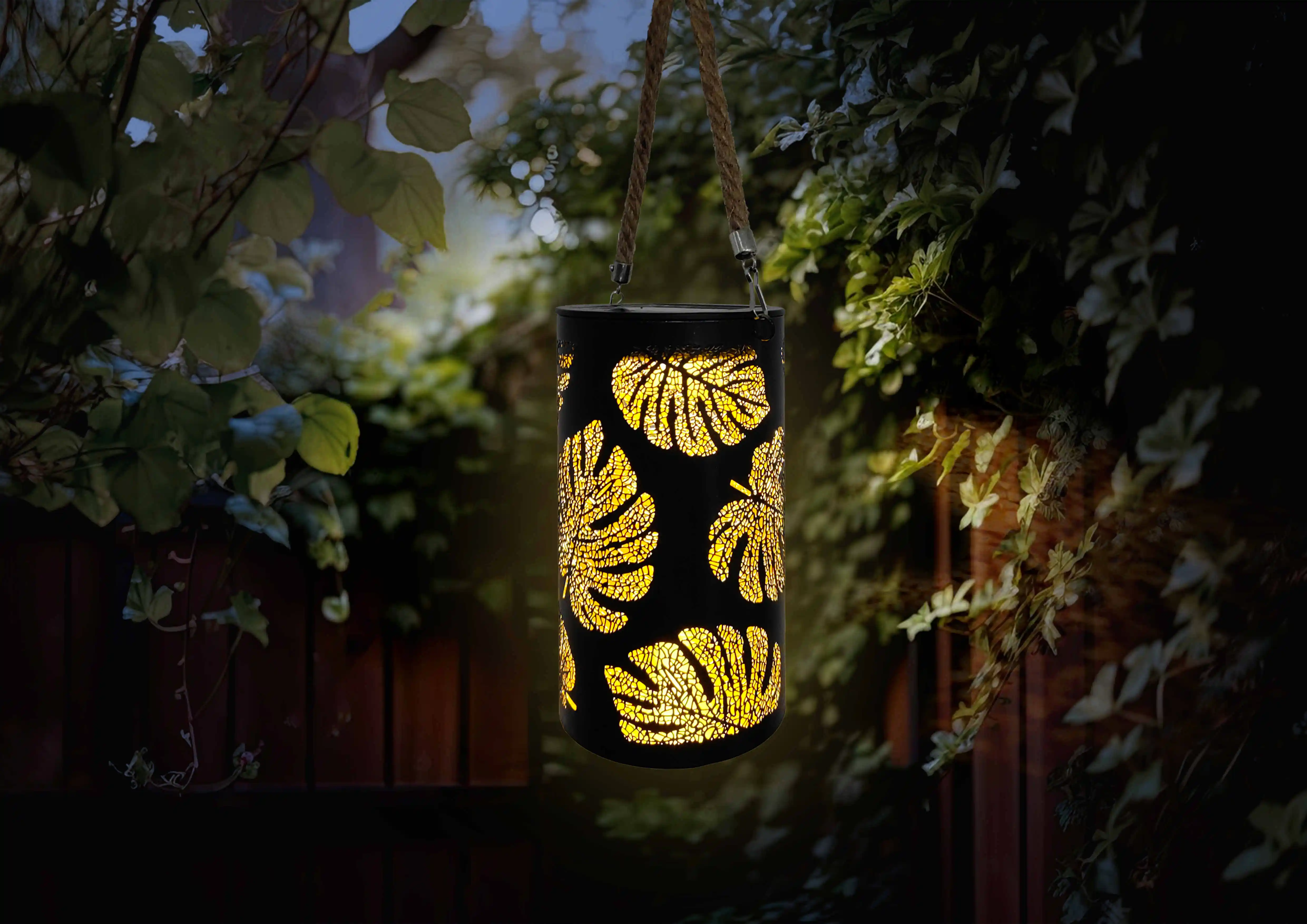 Waterproof IP44 Banana Leaf Projection Iron Lights Solar Lights ...