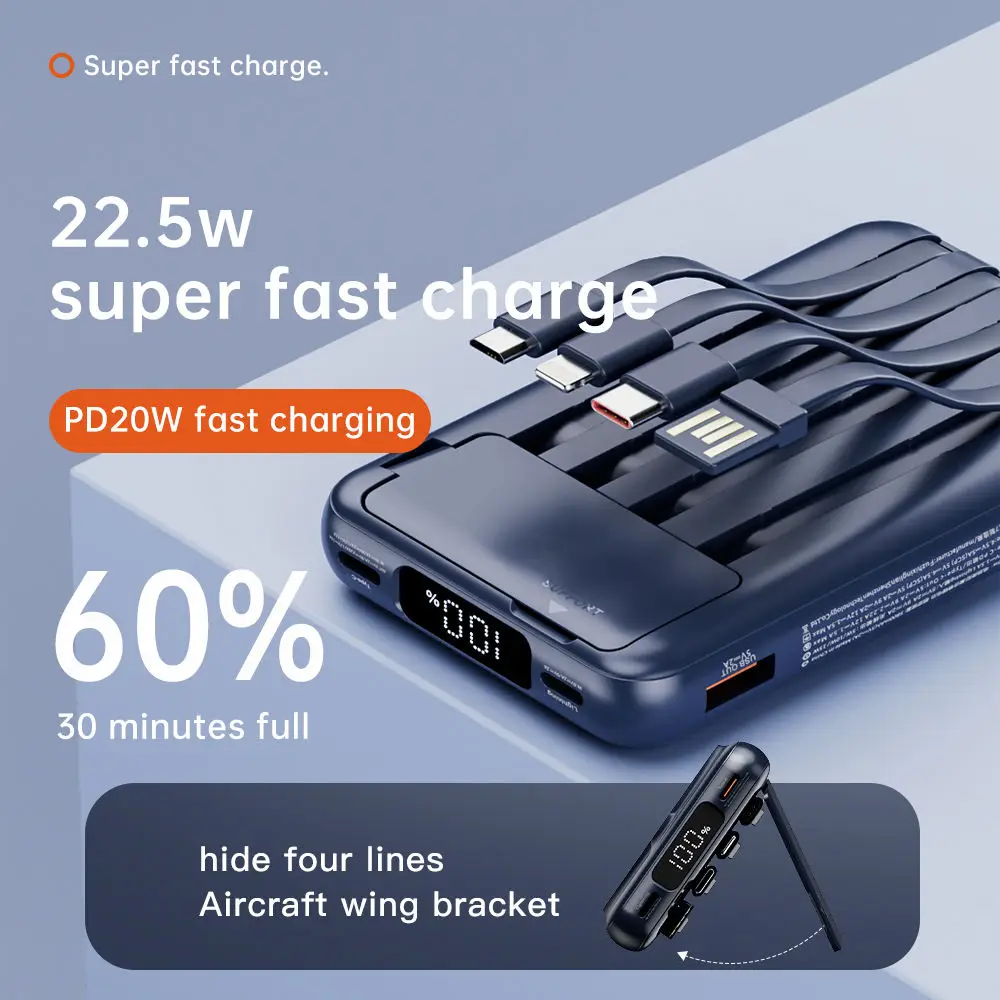 Portable 10000mah Wireless Power Station 22.5w Pd 20w Fast Charger For ...