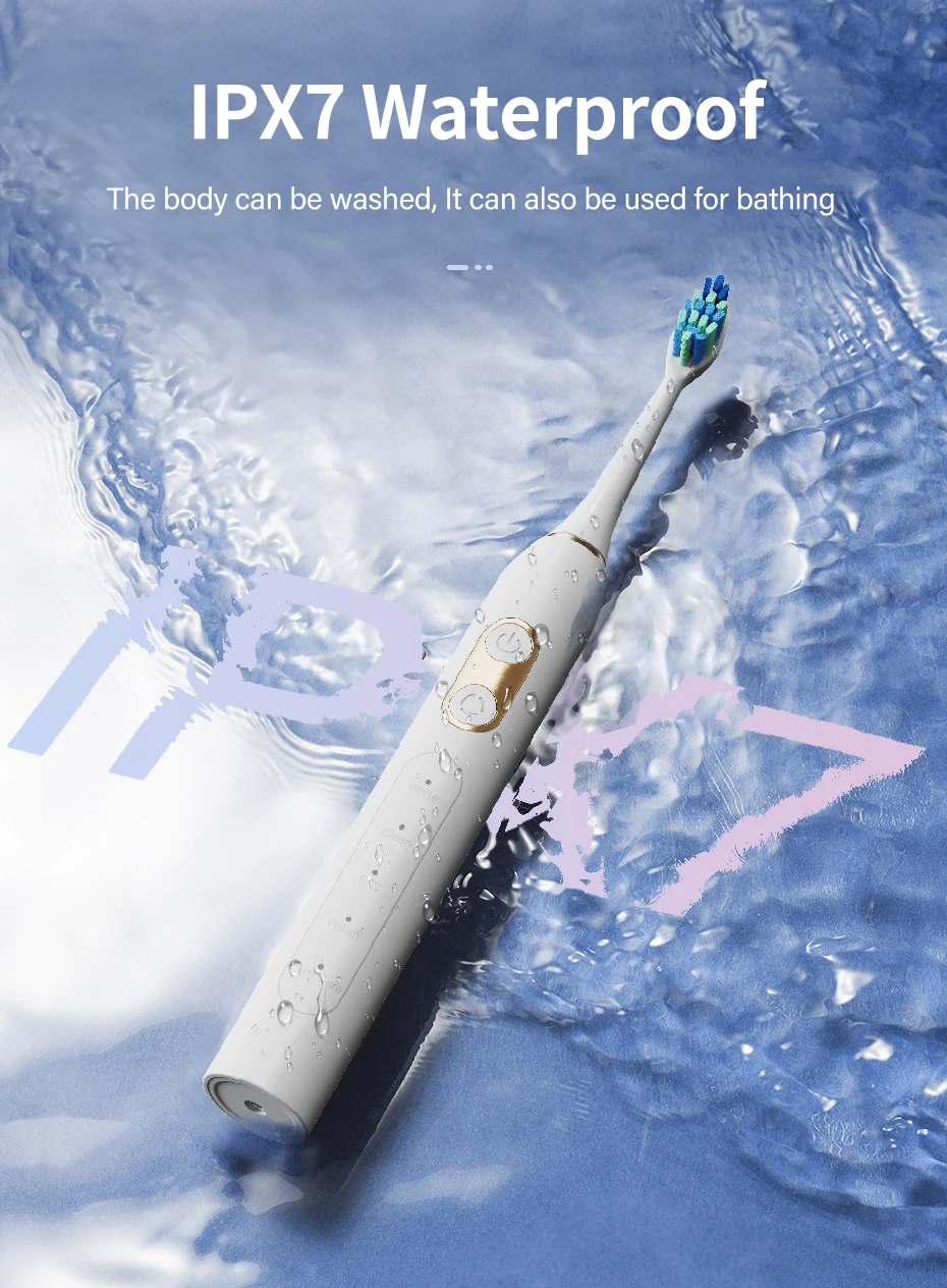Portable Soft Electric Toothbrush - 5 Modes & IPX7 Waterproof