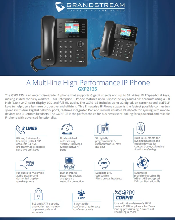 Grandstream IP PHONE Color screen telephone Multi-line High Performance ...