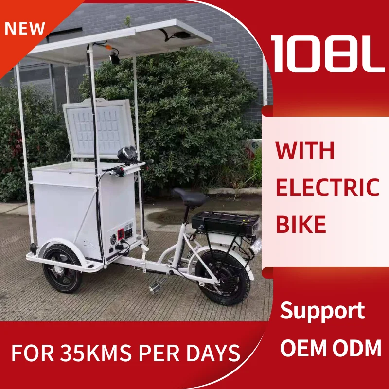 108l Ice Cream Trolley Solar Freezer With Electric Bike Solar Panel Li ...