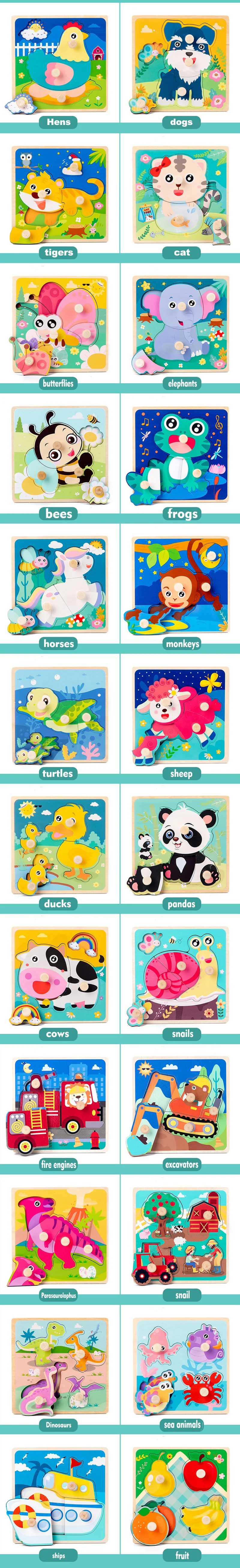 Motor Skill Learning Educational Toys Boy Girl Gift Wooden Peg Puzzles ...