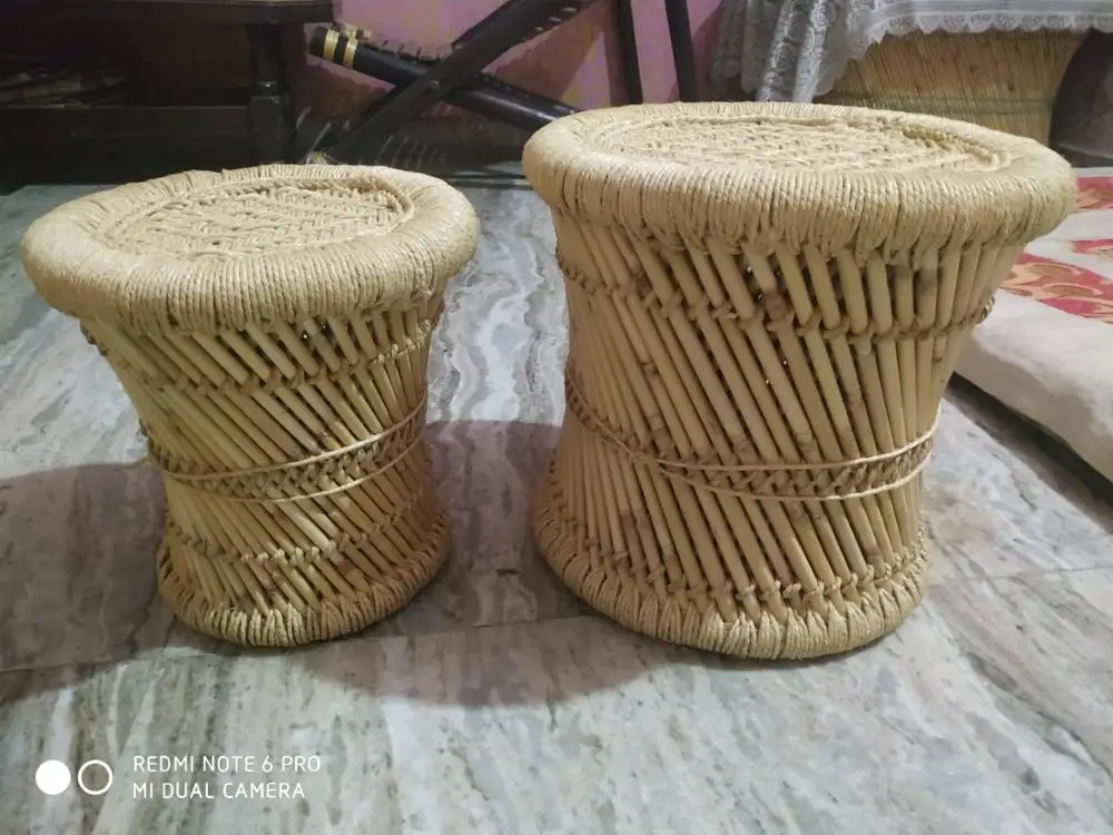 Wholesale Price Natural Bamboo Stool Rattan Stool Pouf Stool For Garden ...