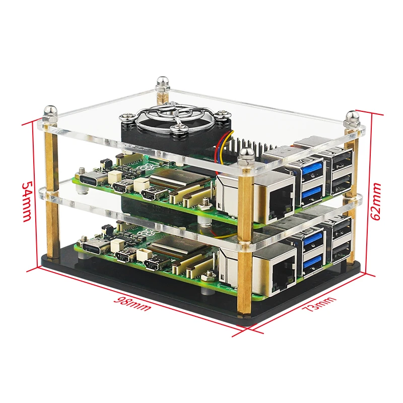 Raspberry Pi 5 Cluster Case - Transparent Acrylic Shell