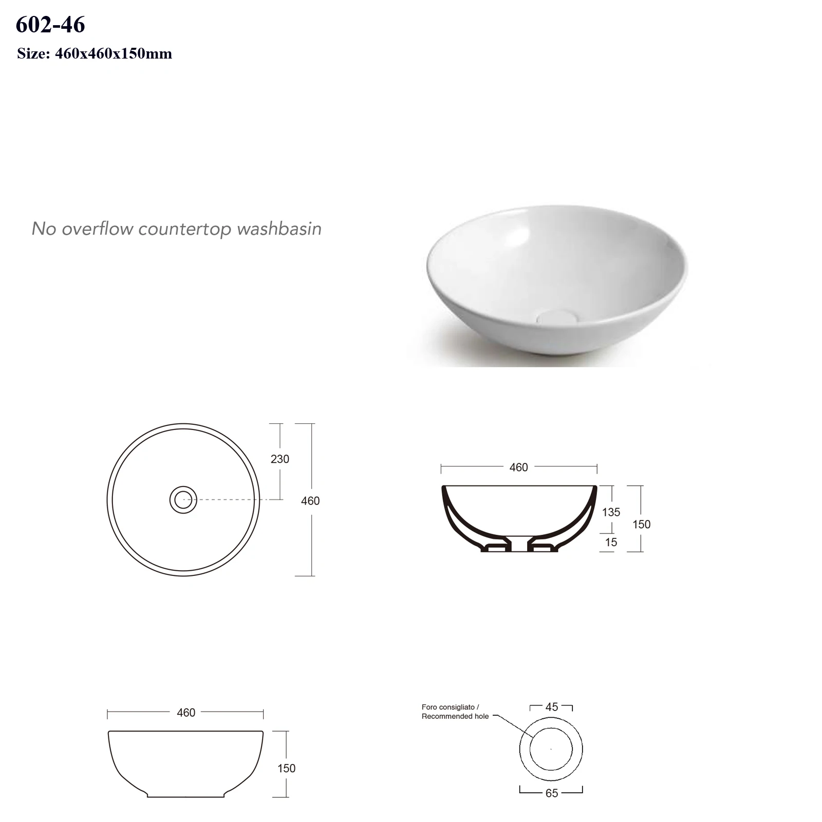 Vessel Partition Sink Circular Wash Basin Flower Vase Lavatory Ce ...