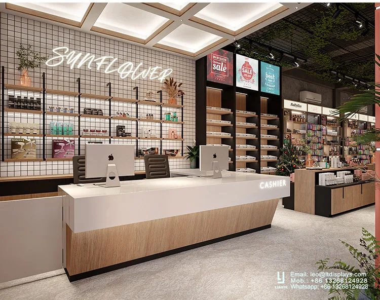 Cosmetic Shop Counter Table Design - Fashionable & Customizable