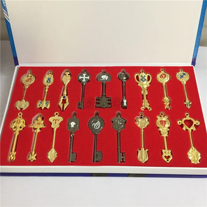 Japanese Anime Fairy Tail Weapons Key Set Of 21pcs Golden Zodiac Keys ...
