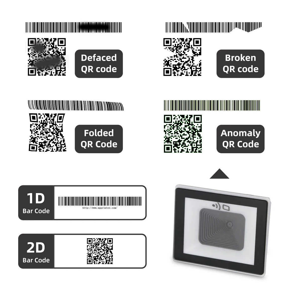 Masung Embedded Mini Portable Qr Code Reader Android 1d 2d Nfc Barcode Scanner