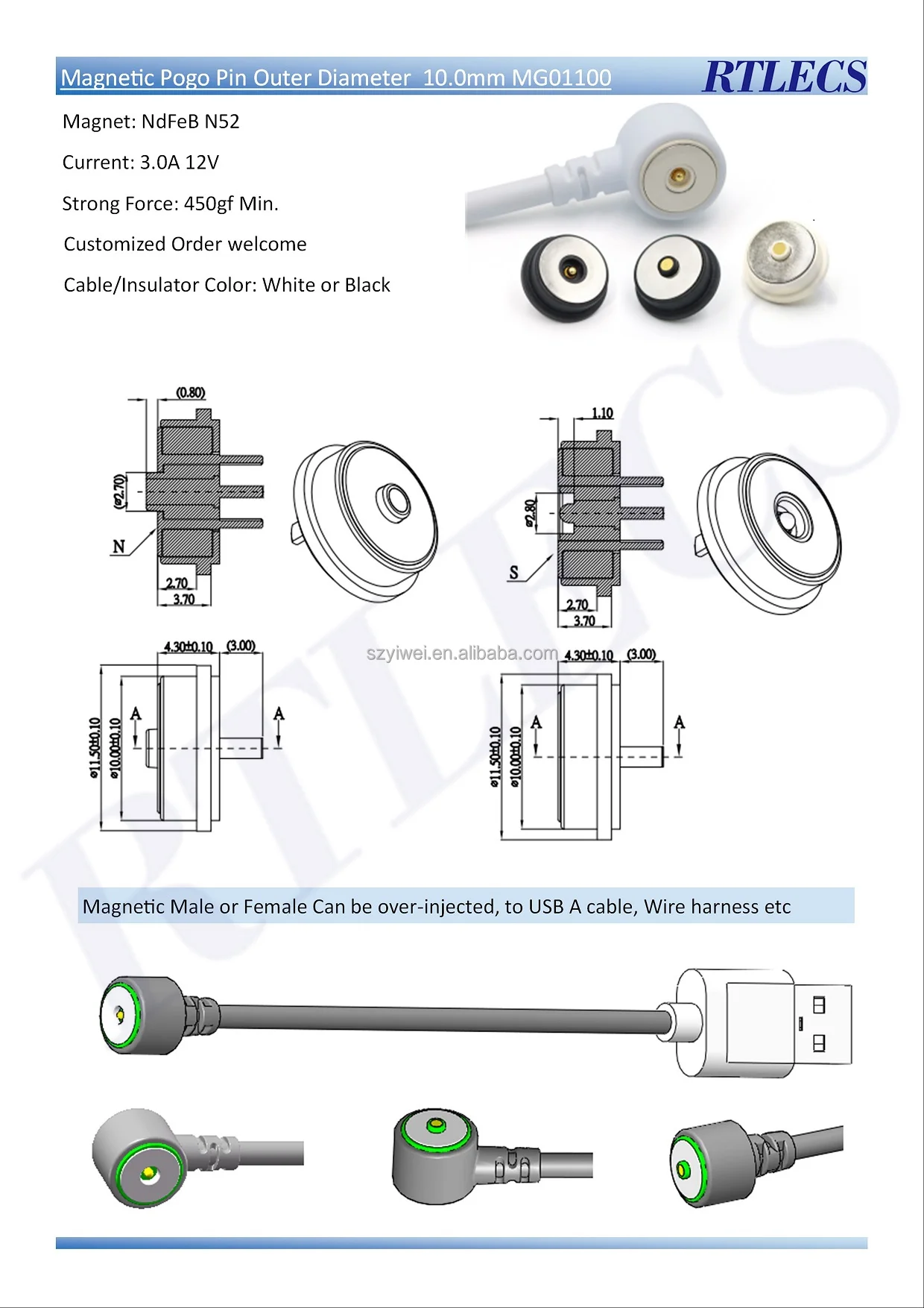 RTLECS 10.0 MM High Current 3A Charging Cable - Reliable Power