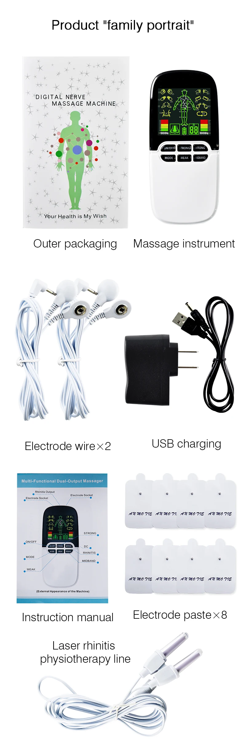 Led High-difinition Color Screen 8 Modes Dual Output Led Electrotherapy ...