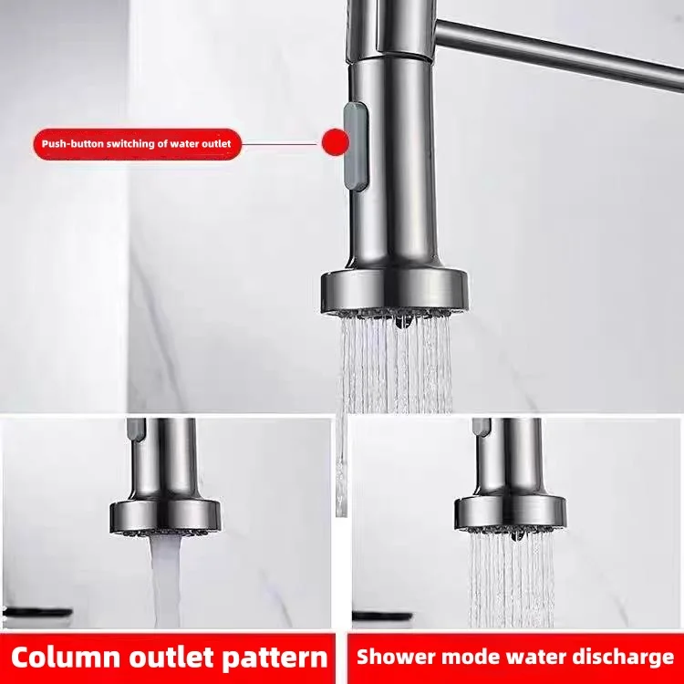 Modern Luxury Single Lever Spring Tap Pull Out Spray Head