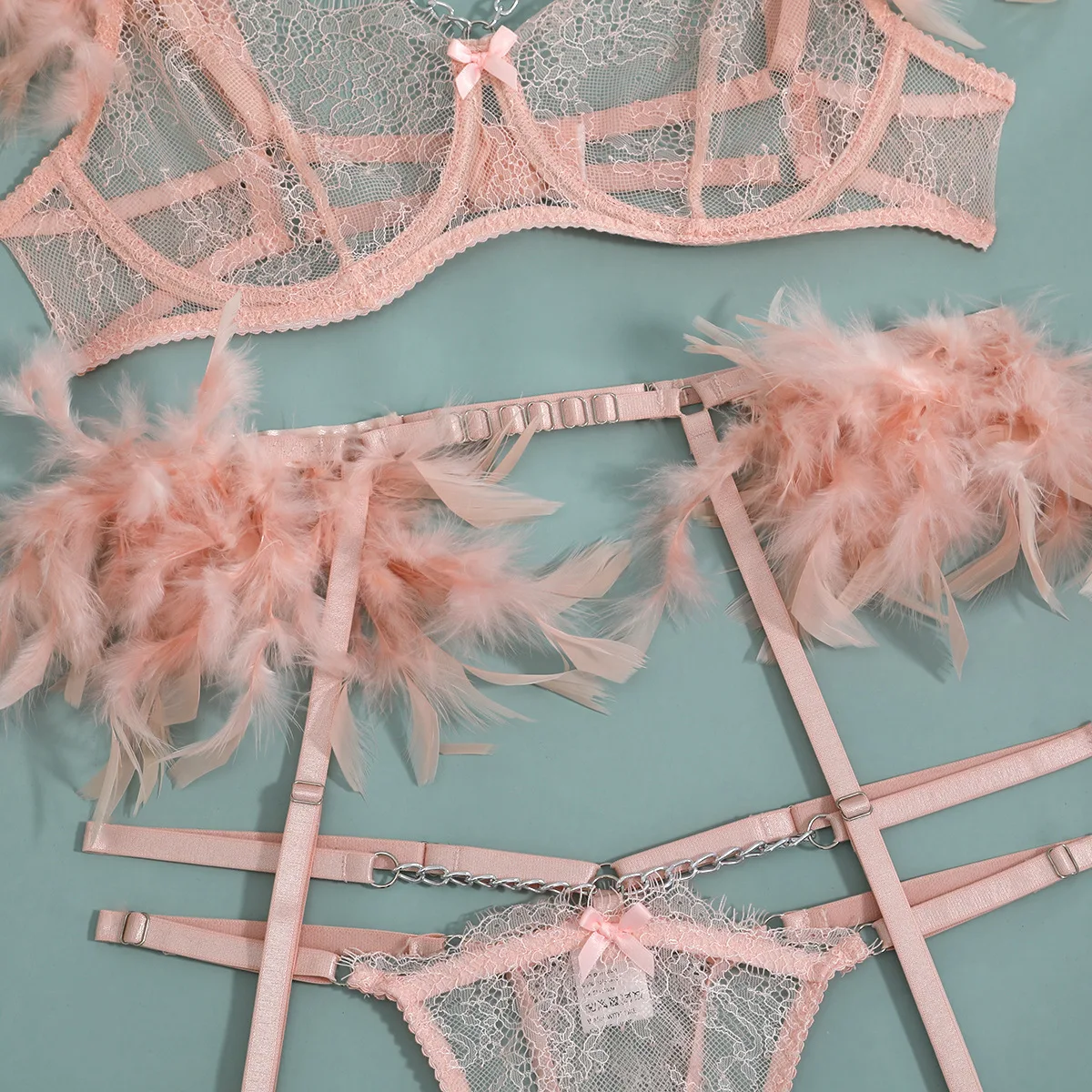 Ladies Erotic Bralette G-String Underwear 3 Piece Set