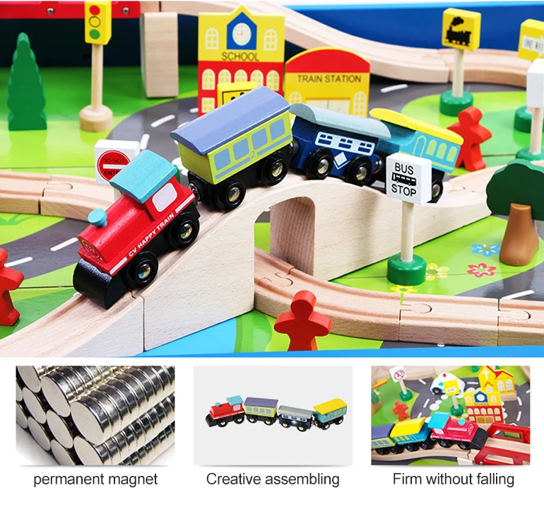 Chengji Popular Preschool Wooden Train Track on Table Diy Build Toy ...