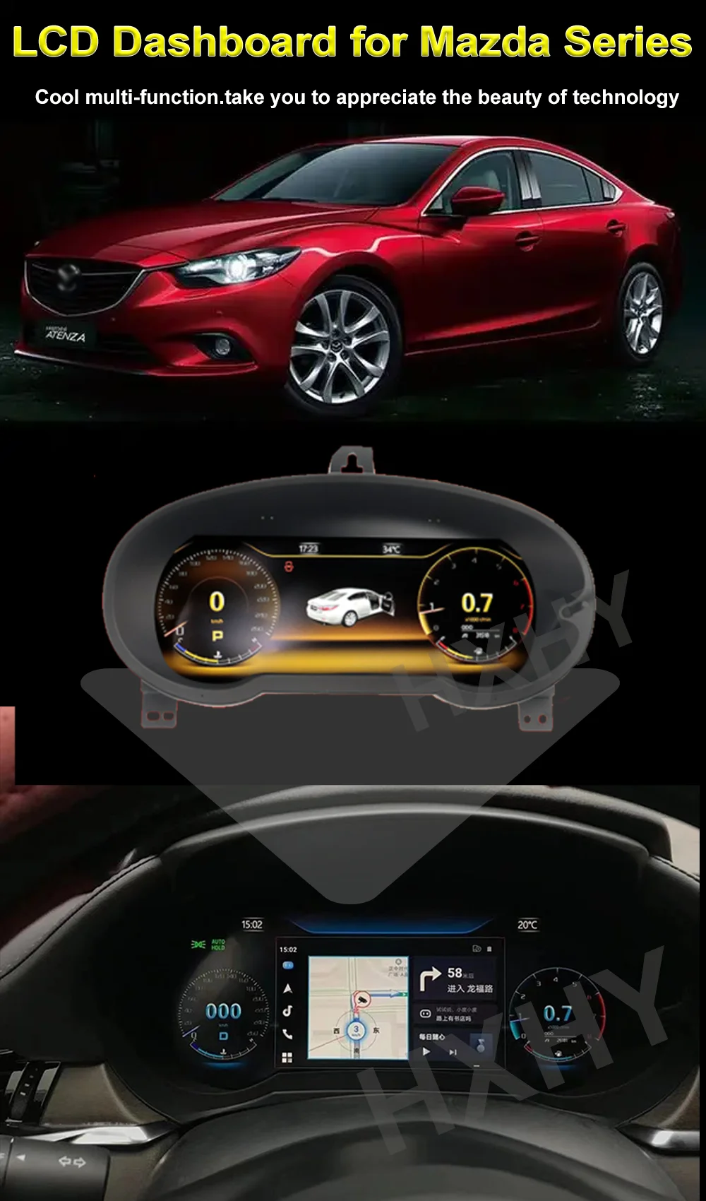 HXHY Digital Cluster for Mazda CX-5 & Mazda 6 (2017-2021) - 12.5 ...