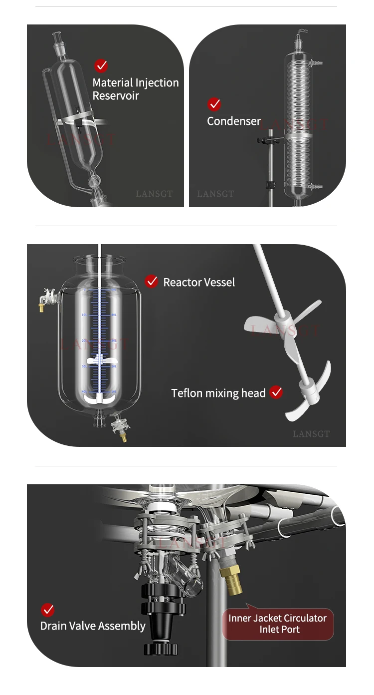 Laboratory Double Jacketed Borosilicate Glass 3.3 Mechanical Stirring ...