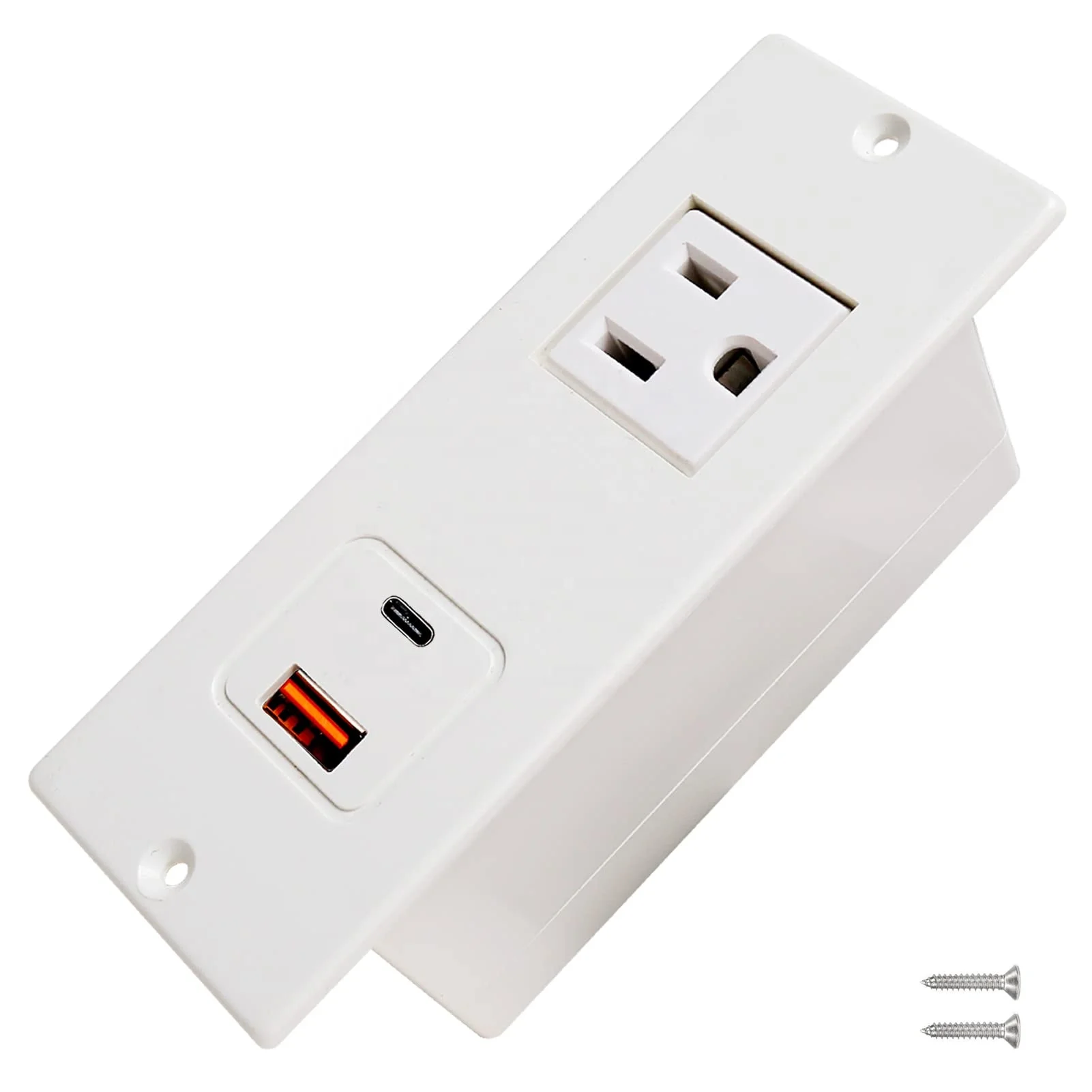 White Recessed Power Socket USB C 20W PD Fast Charge Desktop Power ...