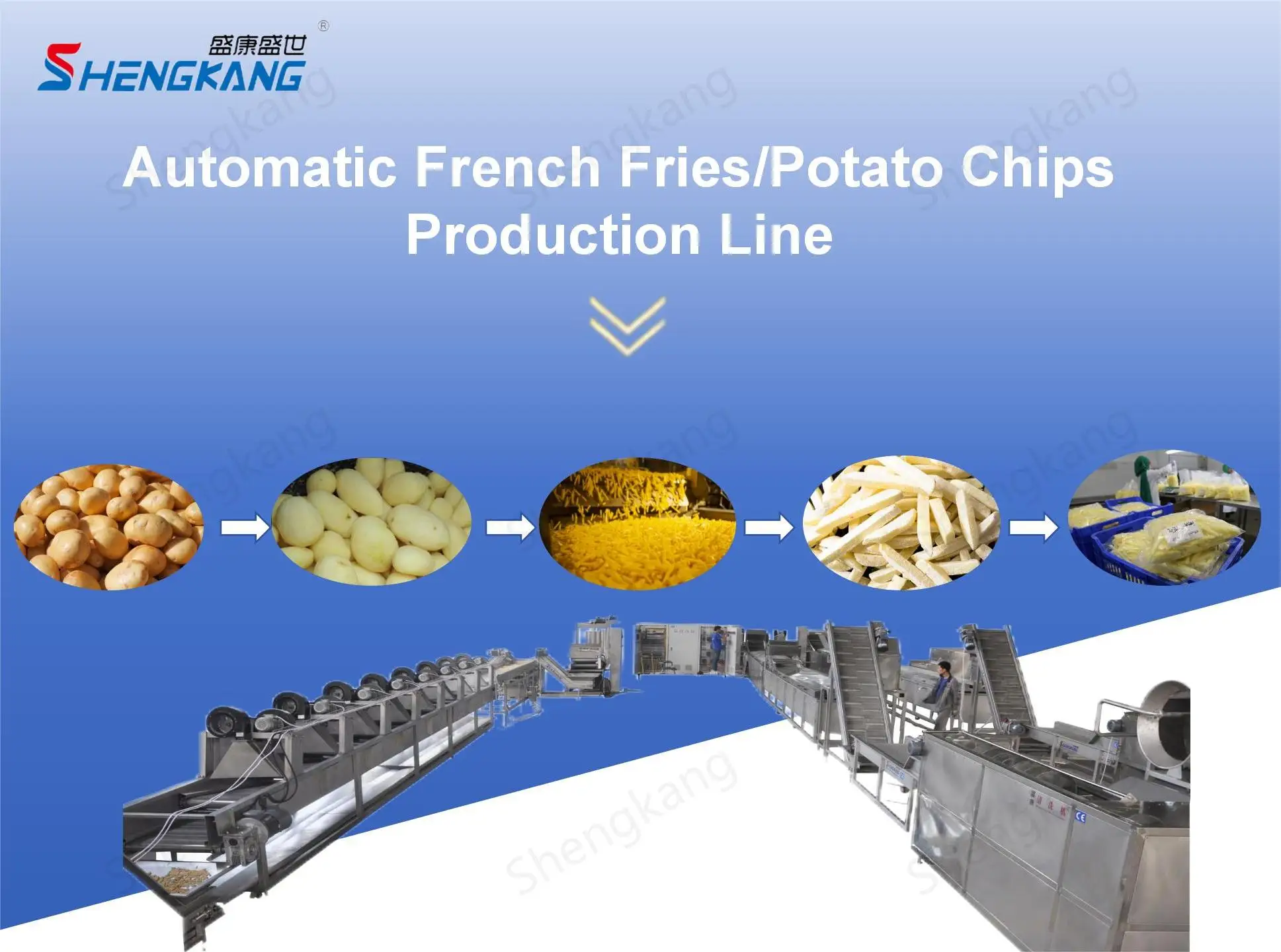 SK Quick Frozen Potato Chips Line New High Efficiency Stainless Steel ...