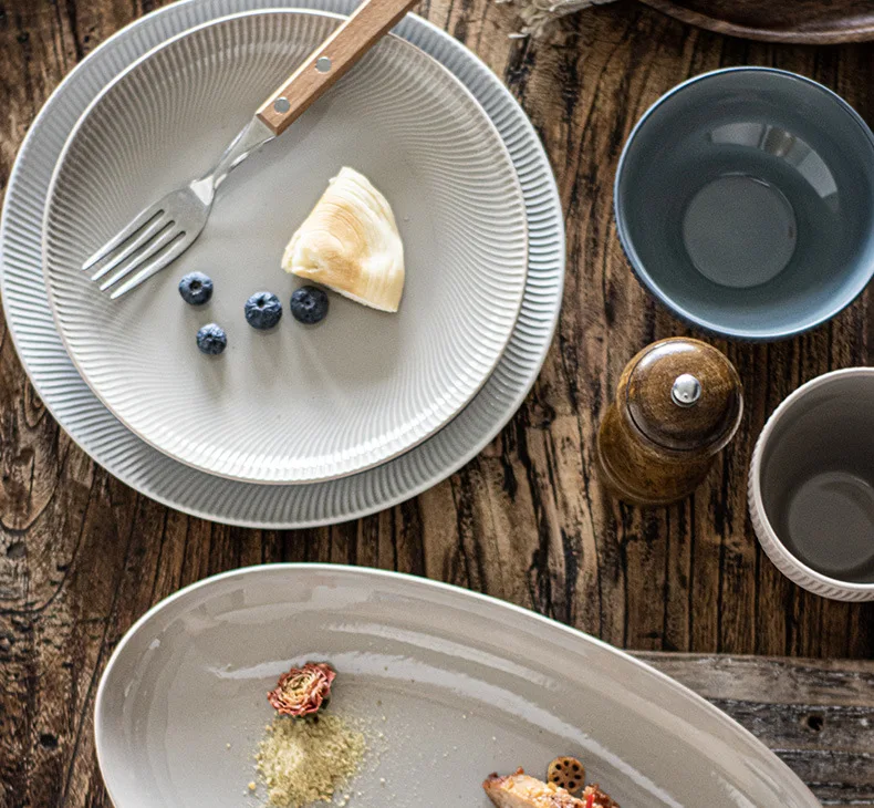 High-grade Beige/tableware Set Modern Simple Ceramic Bowl Plates Sets ...