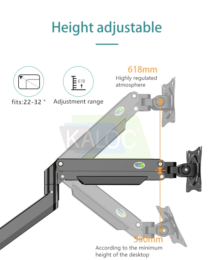 Adjustable Gas Spring Dual Lcd Monitor Stand Mount Odm