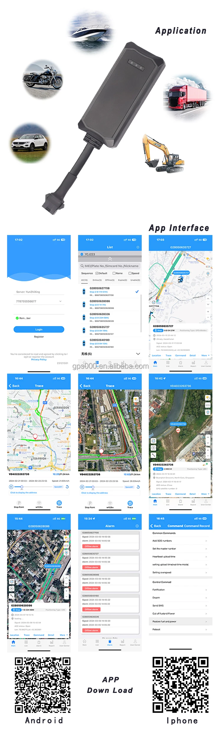 2G G02H Mini GPS Tracker for Fleet Vehicles for Bike Car Small Truck Asset Locator 1-Year ...
